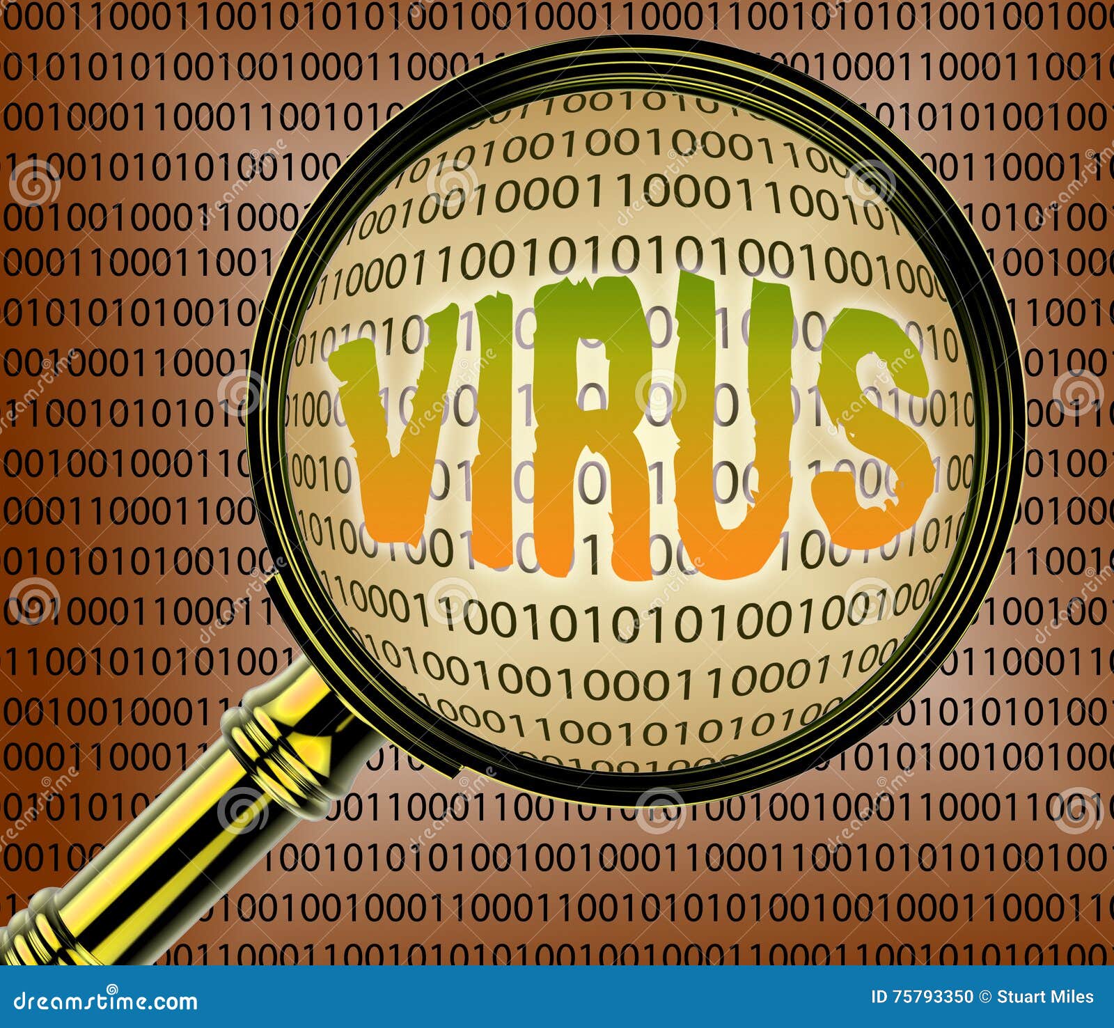 Data Virus Shows Fact Antiviral and Magnifier Stock Illustration ...