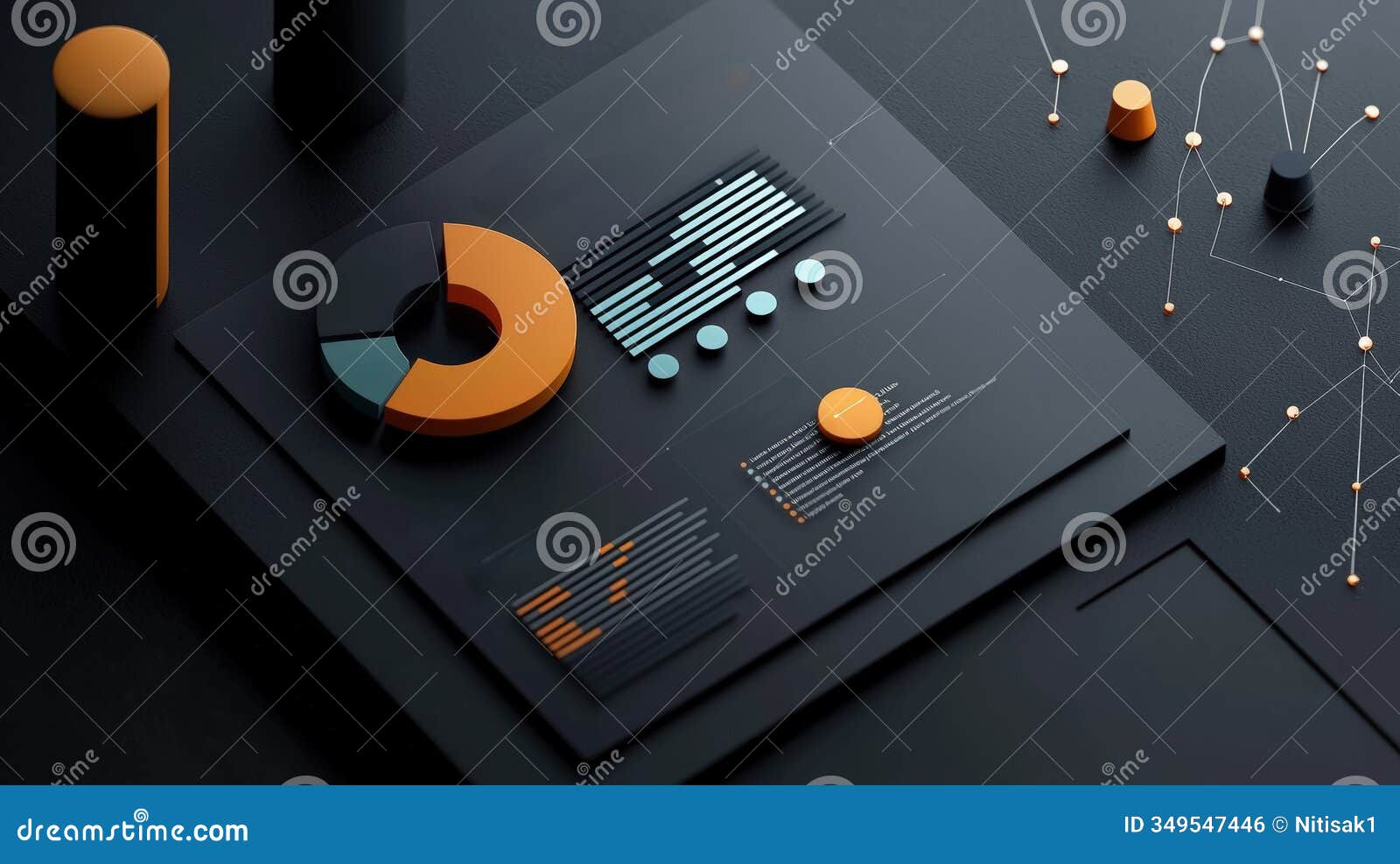 Data Visualization and Analysis Tools Dark Theme Stock Illustration ...