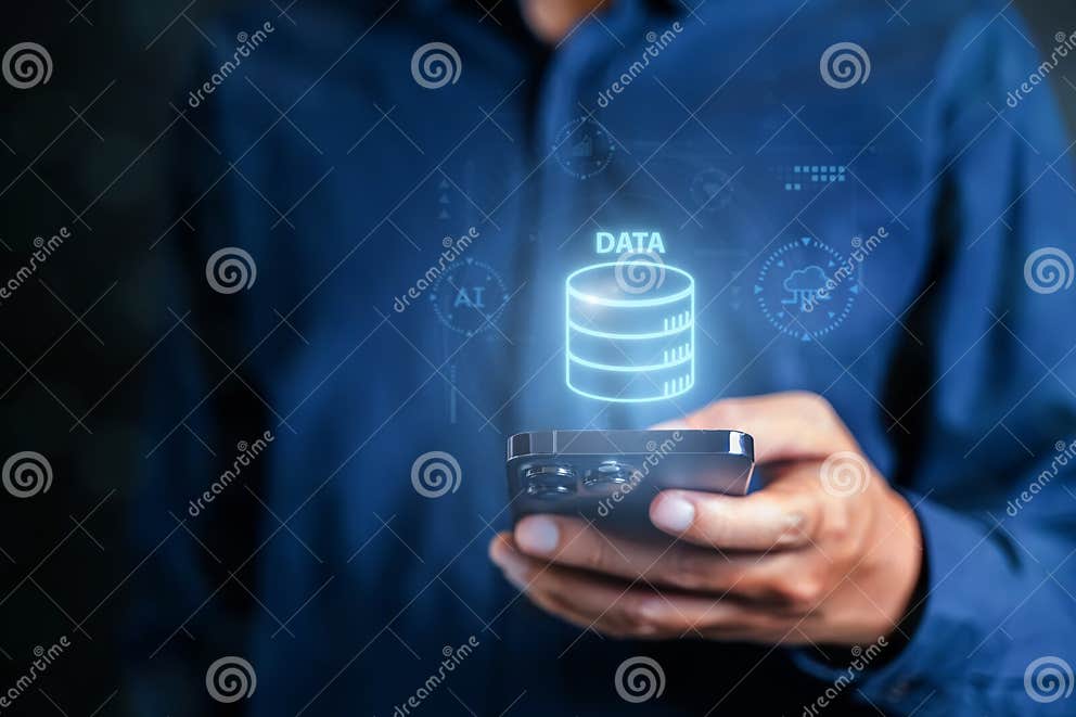 Data Visualization, Data Analyst and Storage Virtual Hologram Icon on ...