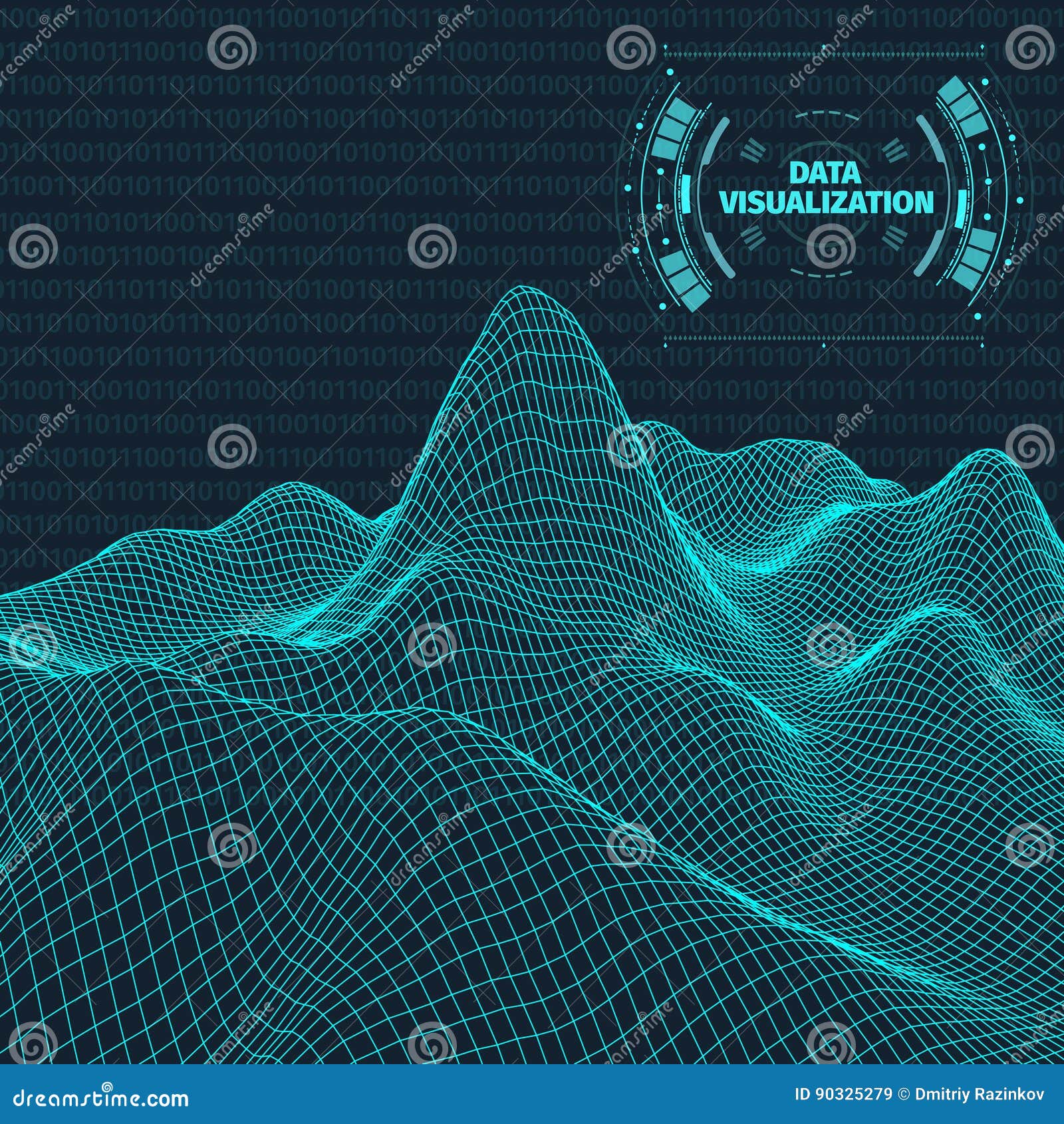 Data Visualization Background Futuristic Design Hud Element Binary Code Coding And