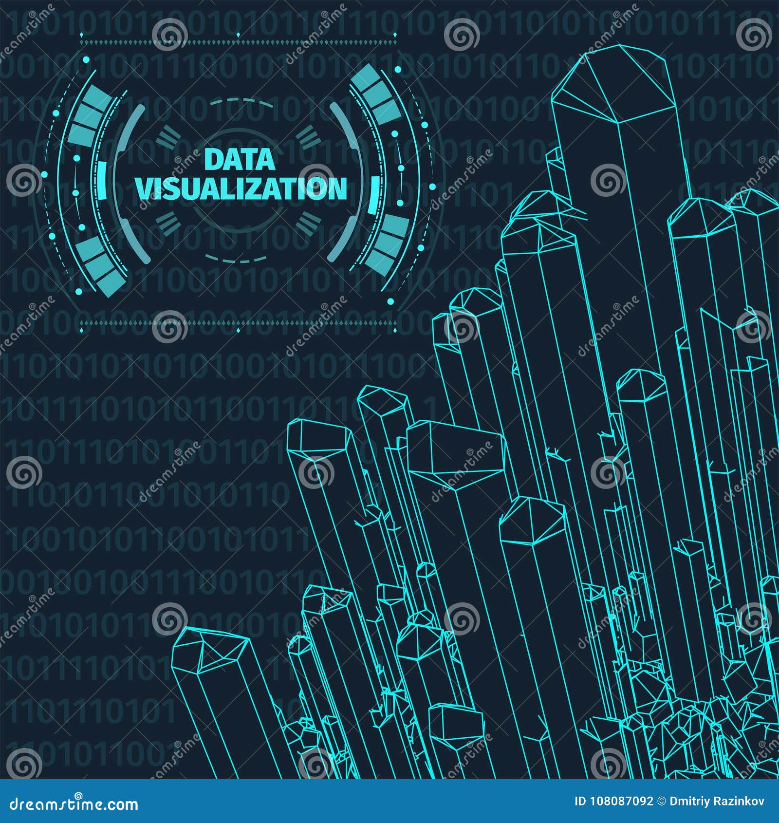 Data Visualization Background Futuristic Design Hud Element Binary Code Coding And