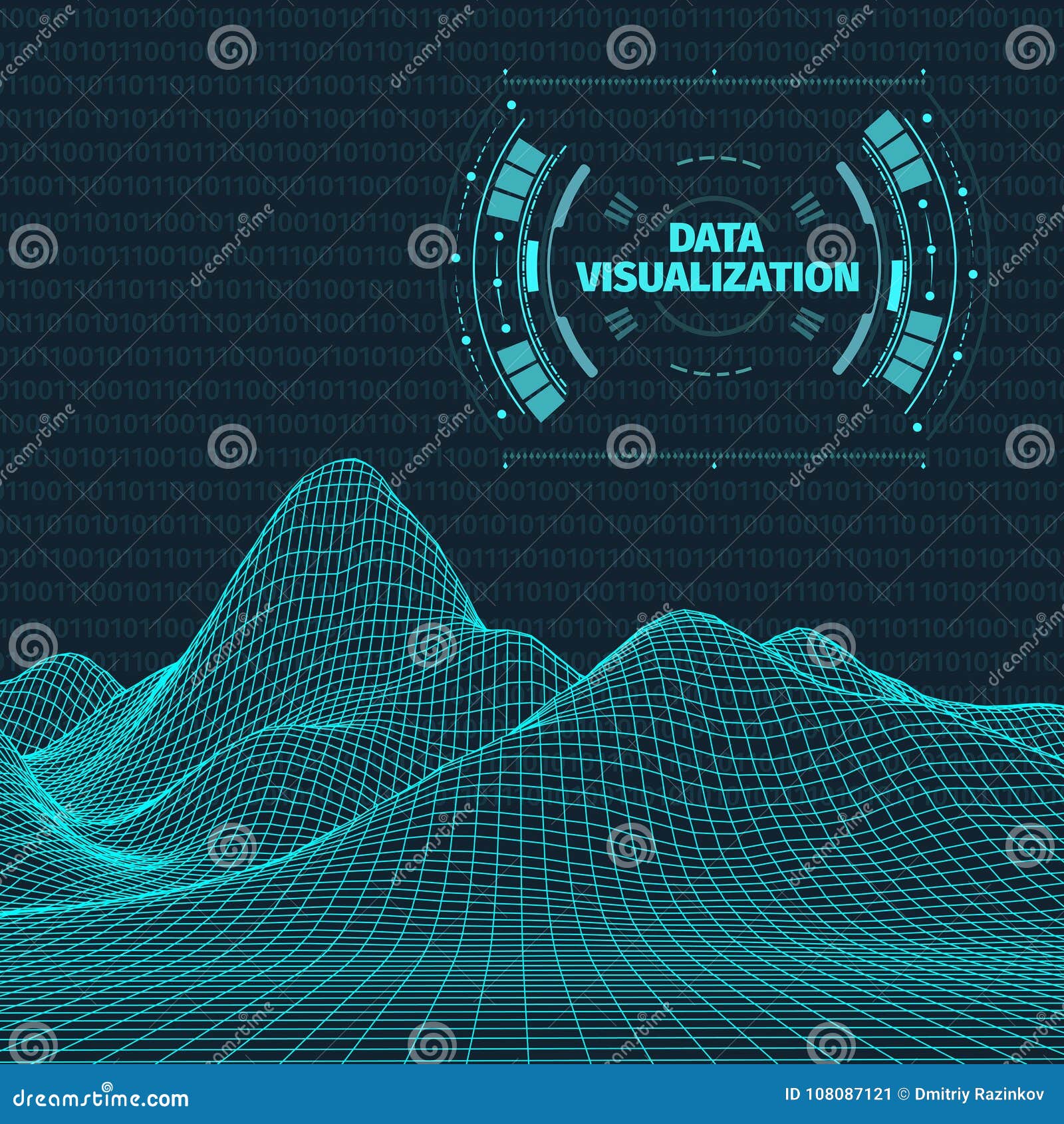 Data Visualization Background Futuristic Design Hud Element Binary Code Coding And
