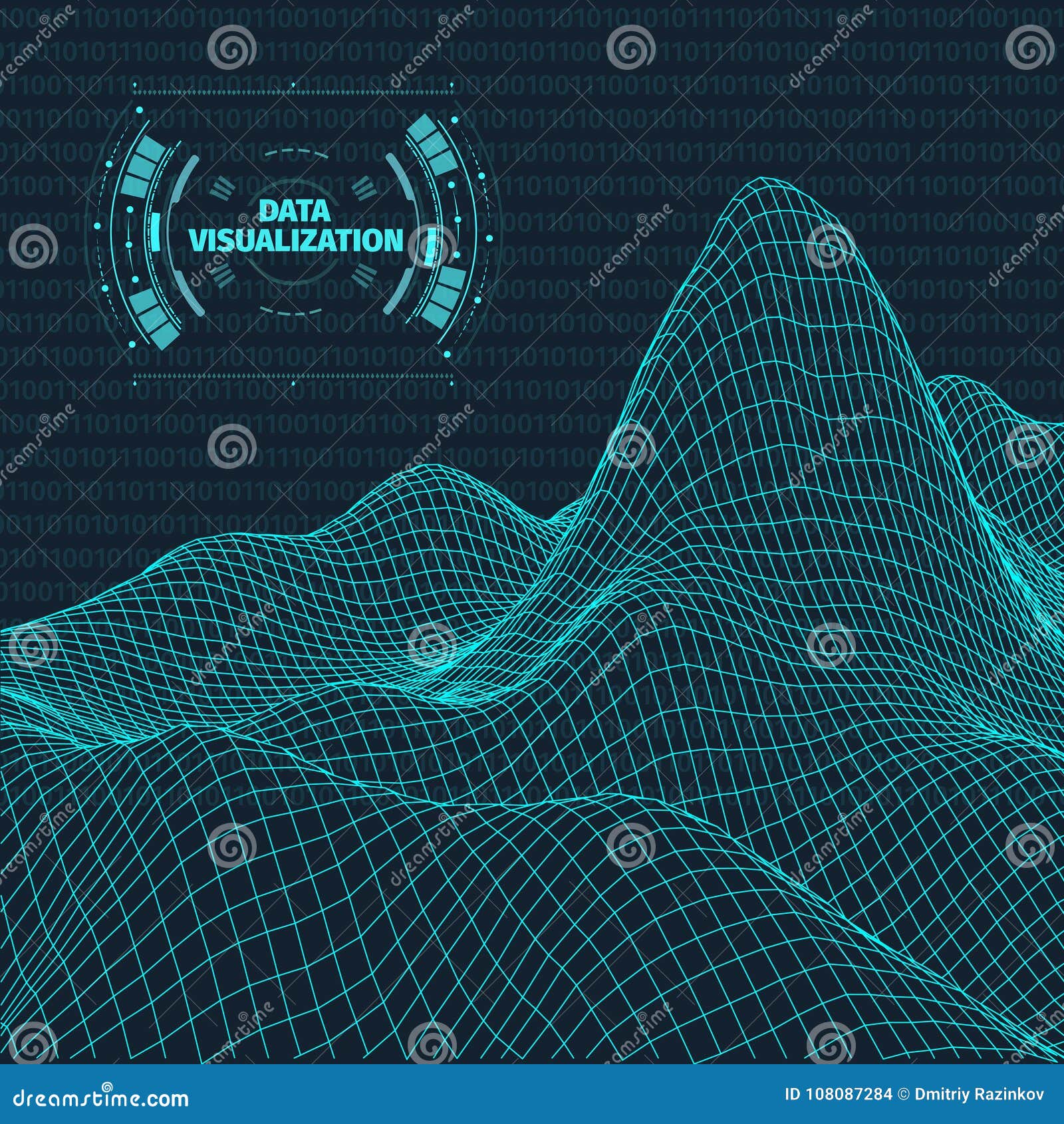 Data Visualization Background Futuristic Design Hud Element Binary Code Coding And