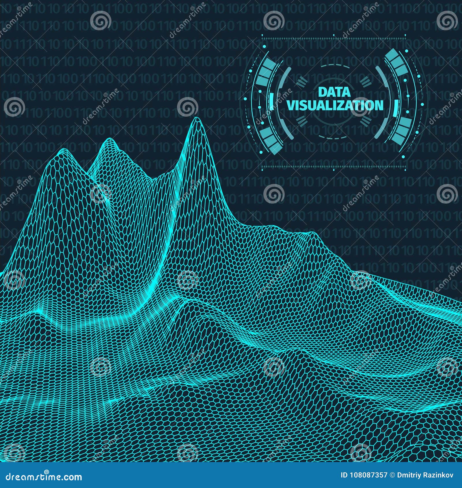 Data Visualization Background Futuristic Design Hud Element Binary Code Coding And