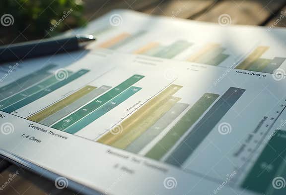 Data Visualization with Bar Graphs on Paper Stock Illustration ...