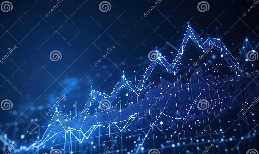 Data Visualization with Blue Line Graph Depicting Upward Trend, Digital ...