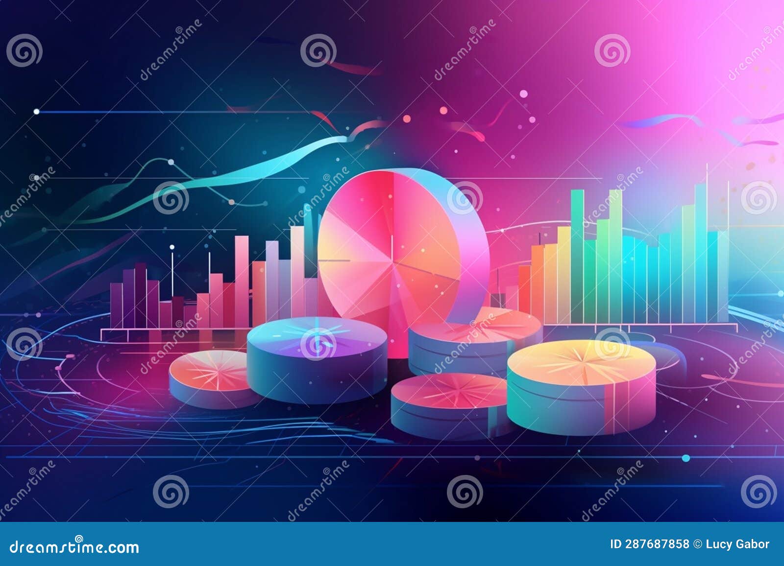 Data Visualization Charts Diagrams, Vibrantly Illustration with ...