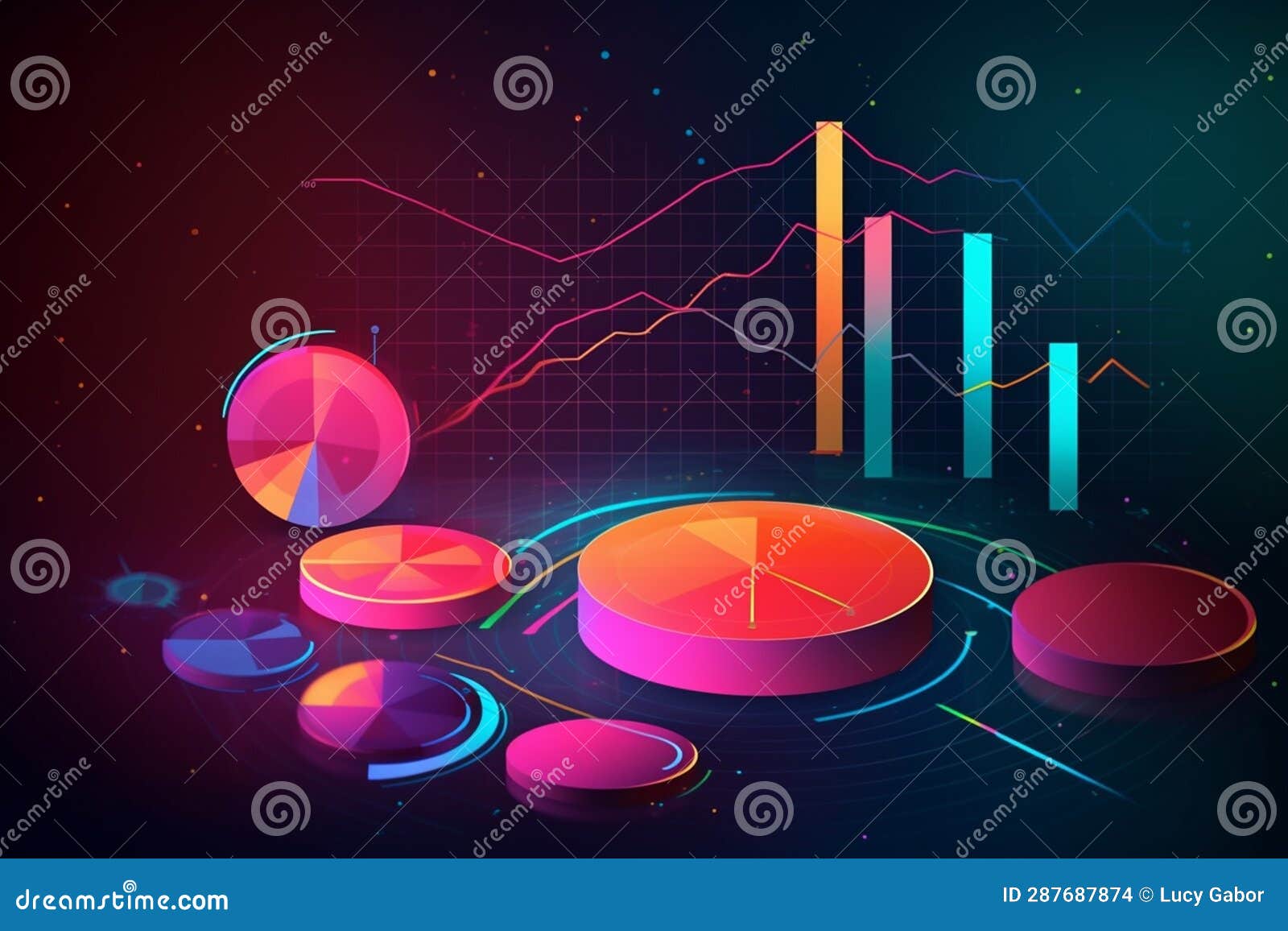 Data Visualization Charts Diagrams, Vibrantly Illustration with ...