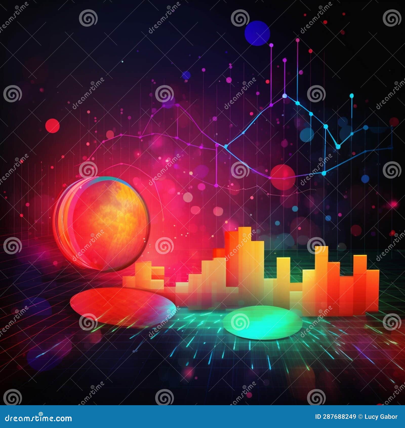 Data Visualization Charts Diagrams, Vibrantly Illustration with ...