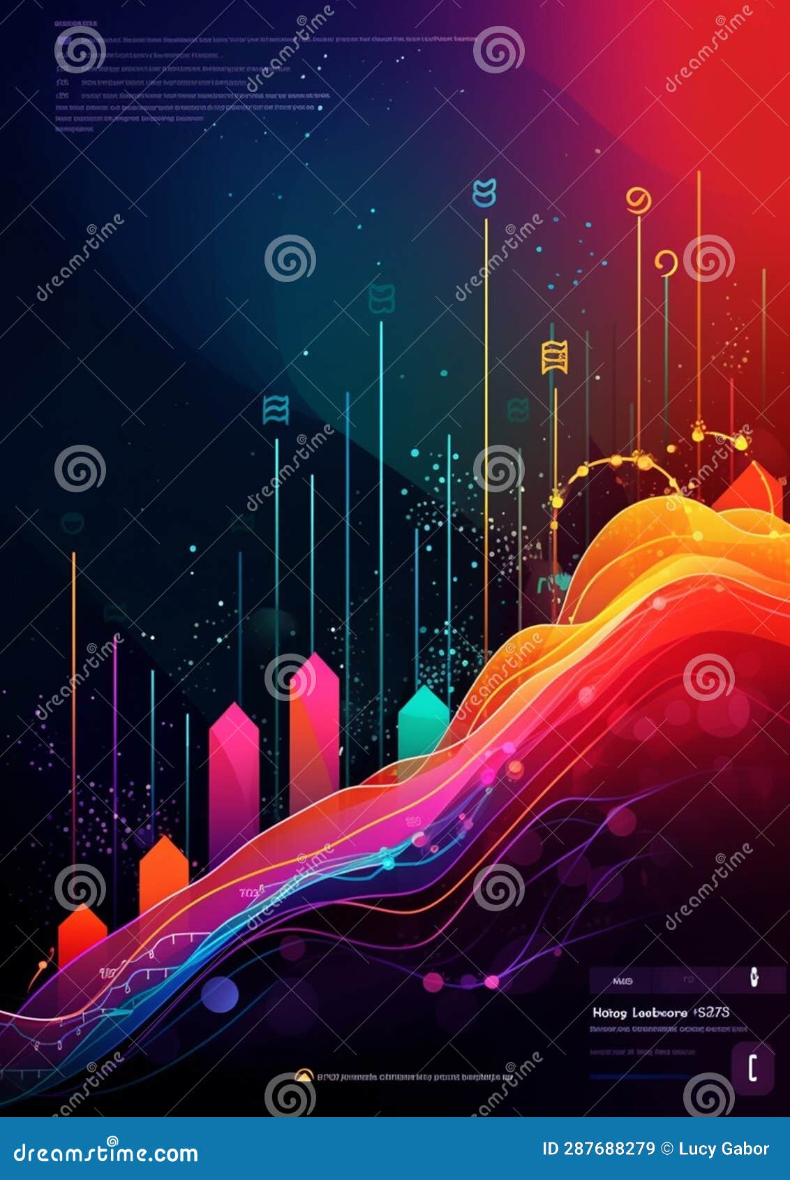 Data Visualization Charts Diagrams, Vibrantly Illustration with ...