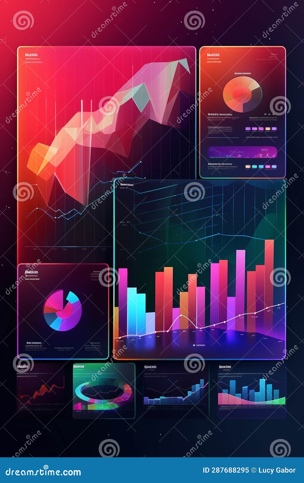 Data Visualization Charts Diagrams, Vibrantly Illustration with ...