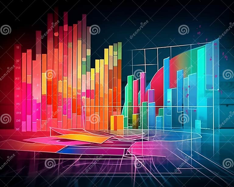 Data Visualization Charts Diagrams Vibrantly Illustration With Spectacular Background Stock