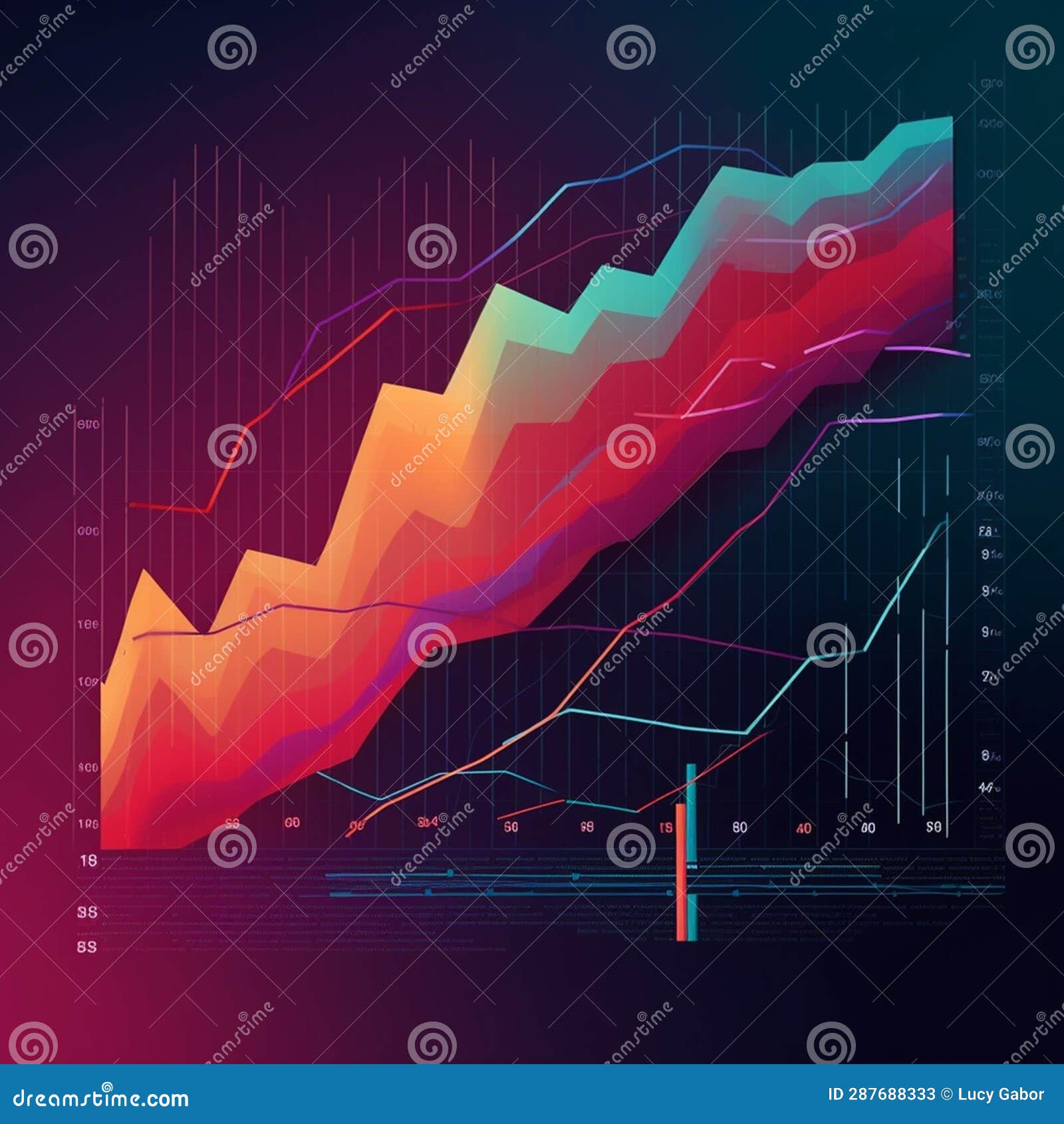 Data Visualization Charts Diagrams, Vibrantly Illustration with ...