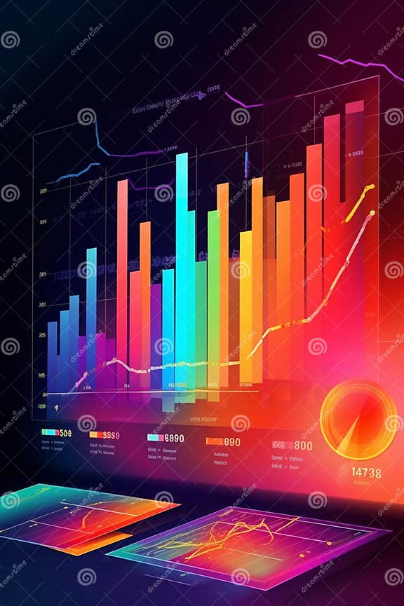 Data Visualization Charts Diagrams, Vibrantly Illustration with ...