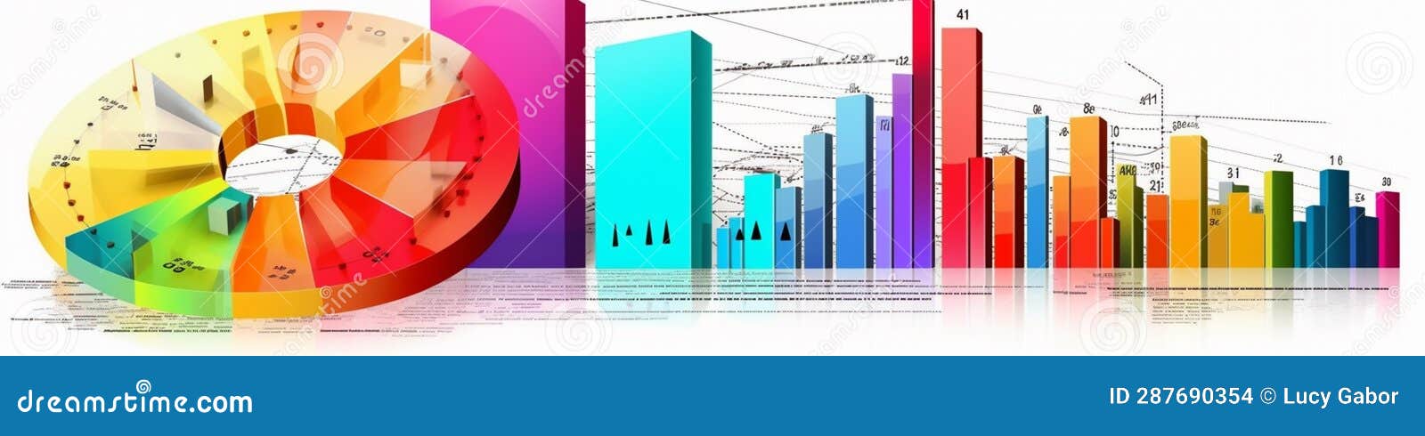 Data Visualization Charts Diagrams, Vibrantly Illustration with White ...