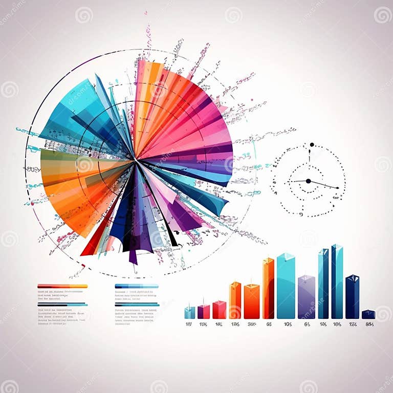 Data Visualization Charts Diagrams, Vibrantly Illustration with White ...