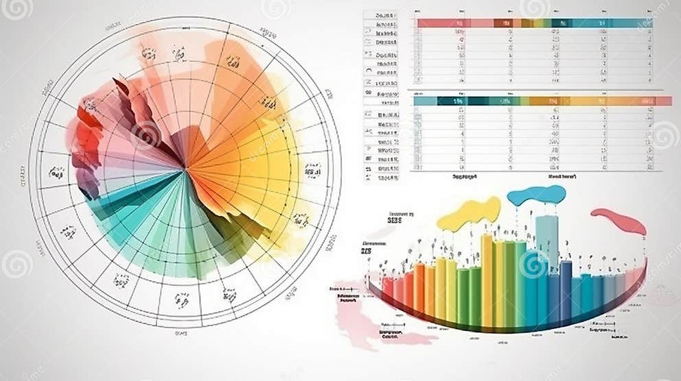 Data Visualization Charts Diagrams, Vibrantly Illustration with White ...