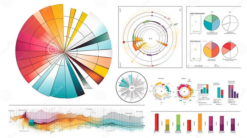 Data Visualization Charts Diagrams, Vibrantly Illustration with White ...