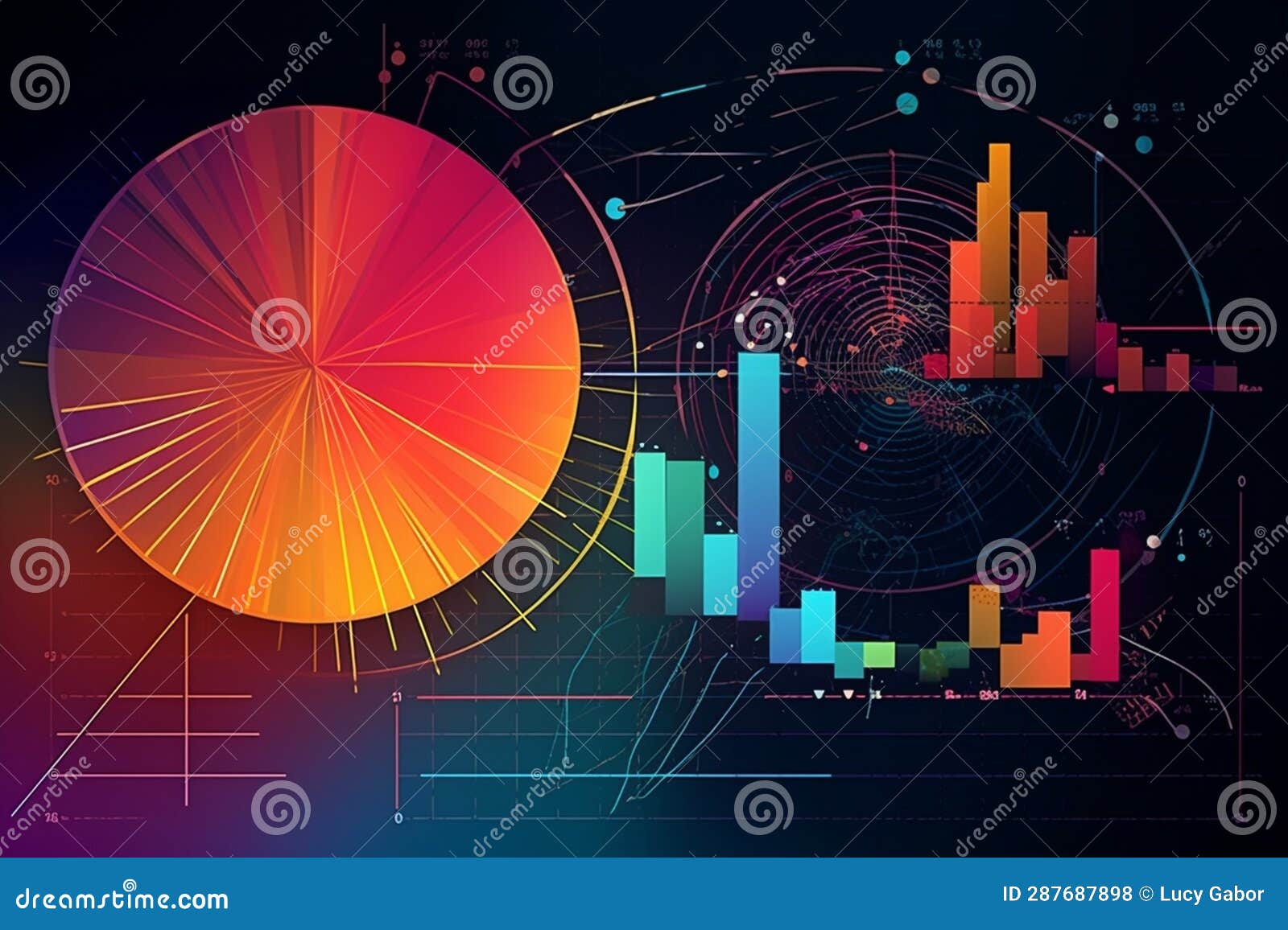 Data Visualization Charts Diagrams, Vibrantly Illustration with ...