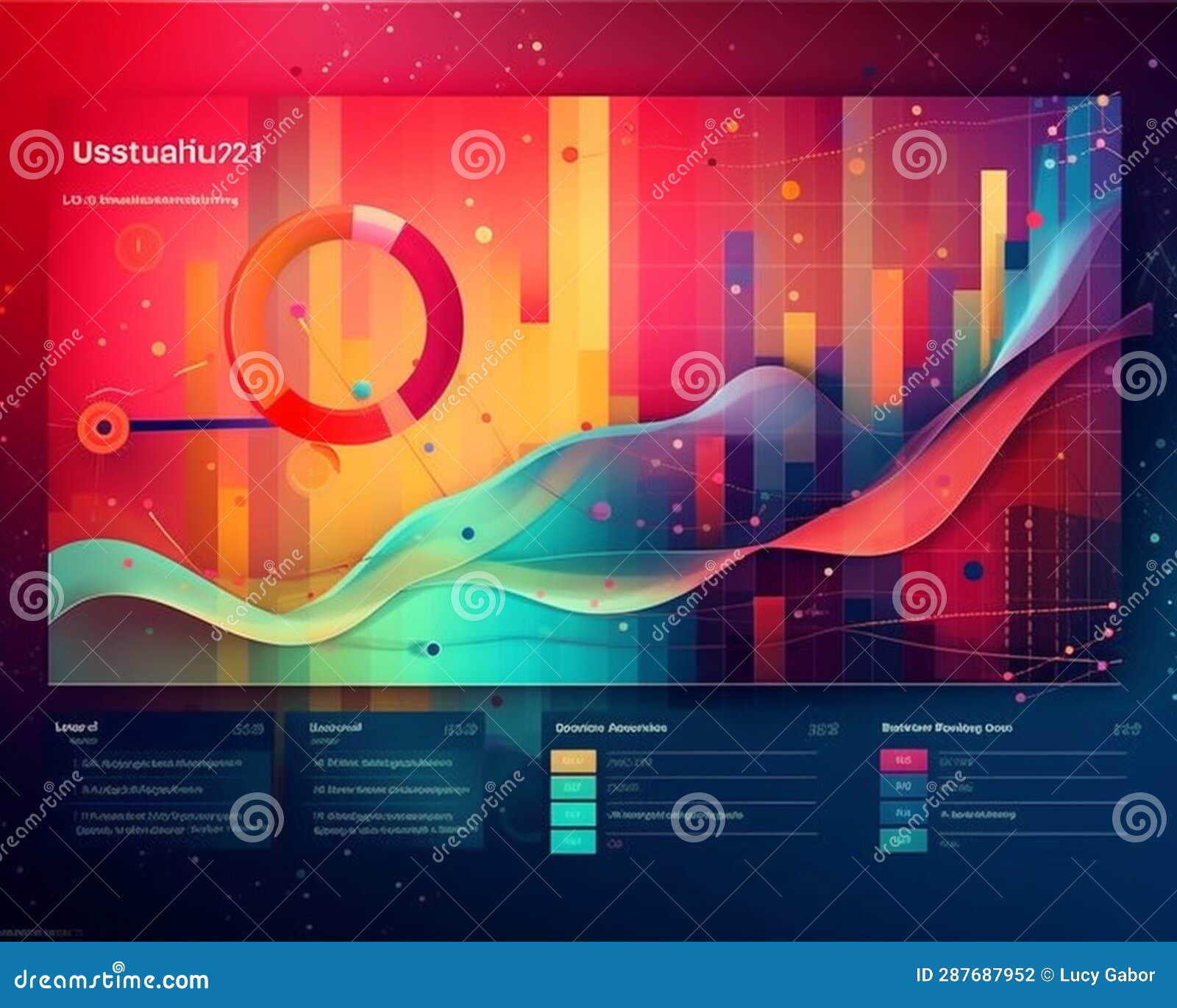 Data Visualization Charts Diagrams, Vibrantly Illustration with Spectacular Background Stock ...