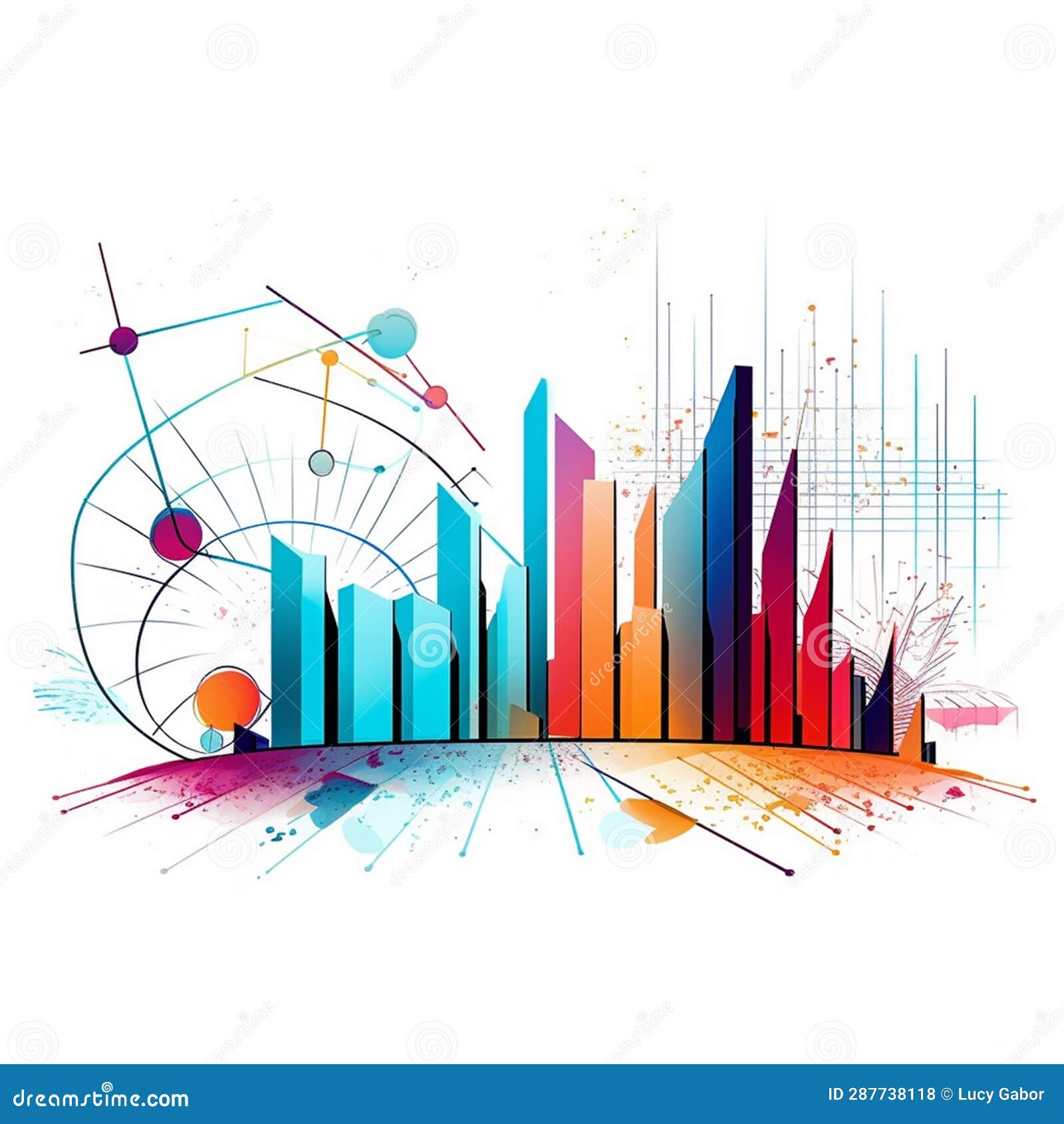 Data Visualization Charts Diagrams, Vibrantly Illustration with White ...