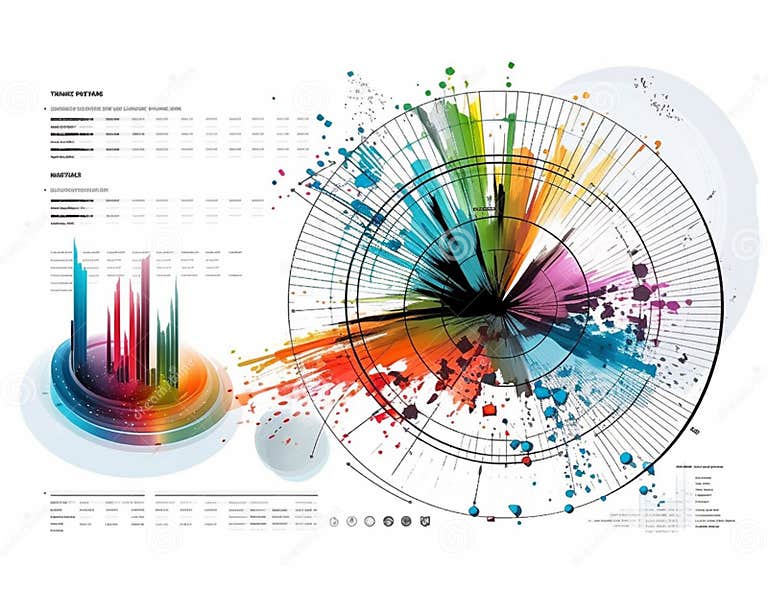 Data Visualization Charts Diagrams, Vibrantly Illustration with White ...