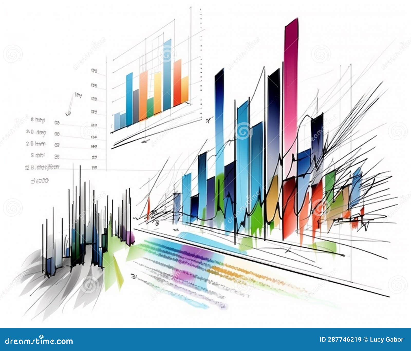 Data Visualization Chart Diagram, Colorful Illustration with White ...