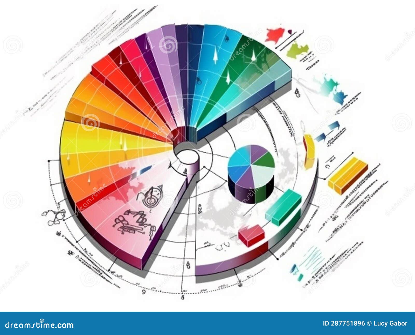 Data Visualization Charts Diagrams, Vibrantly Illustration with White ...