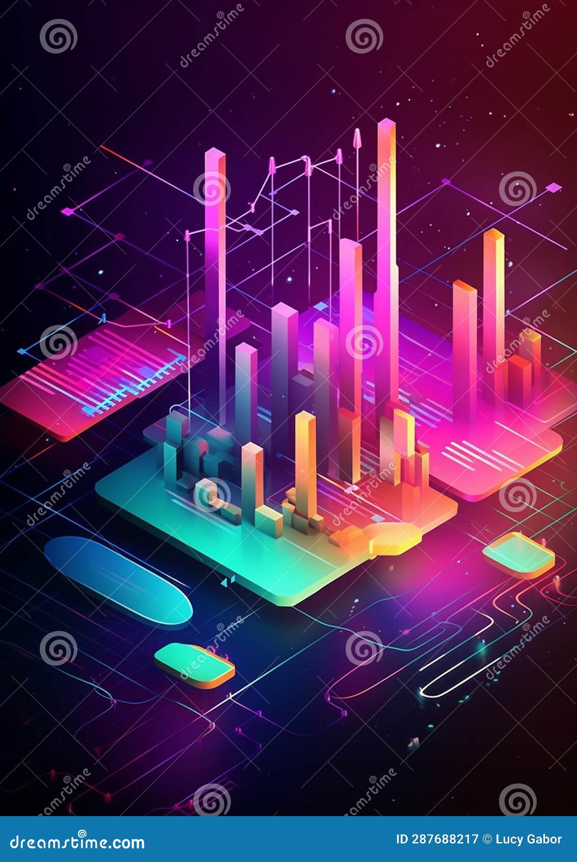 Data Visualization Charts Diagrams, Vibrantly Illustration with ...
