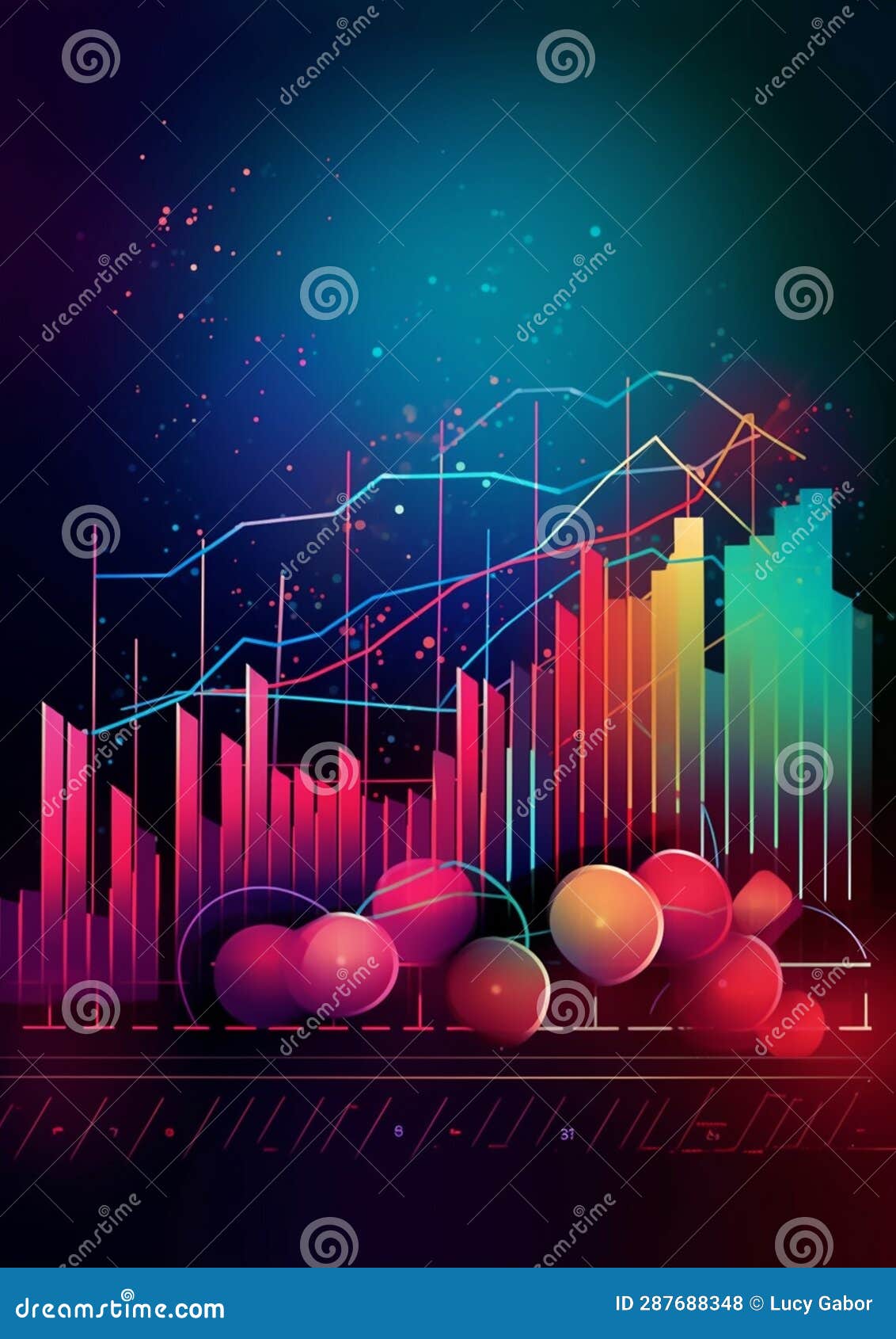 Data Visualization Charts Diagrams, Vibrantly Illustration with ...