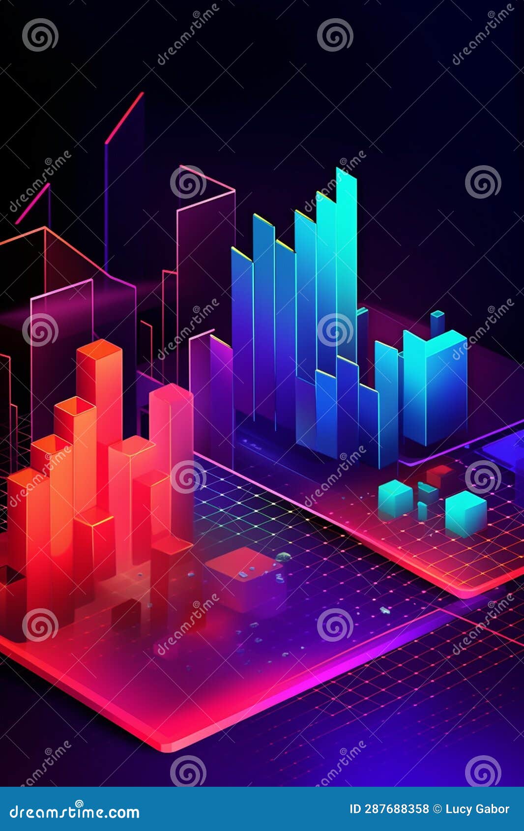 Data Visualization Charts Diagrams, Vibrantly Illustration with ...