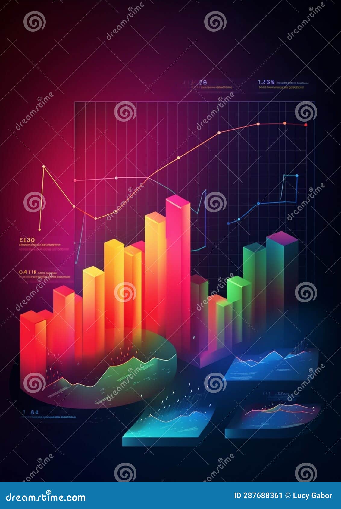 Data Visualization Charts Diagrams, Vibrantly Illustration with ...