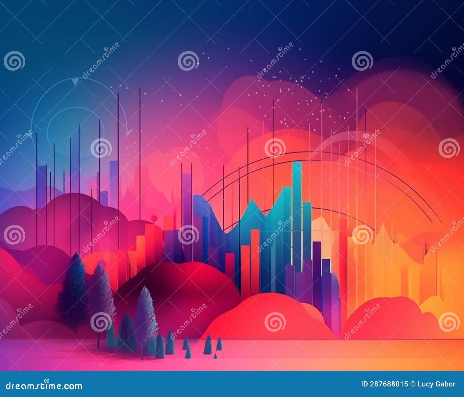 Data Visualization Charts Diagrams, Vibrantly Illustration with ...