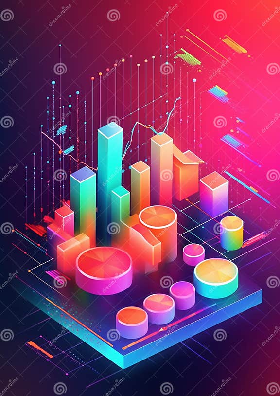 Data Visualization Charts Diagrams, Vibrantly Illustration with ...