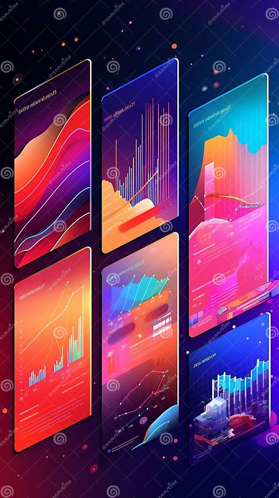 Data Visualization Charts Diagrams, Vibrantly Illustration with ...