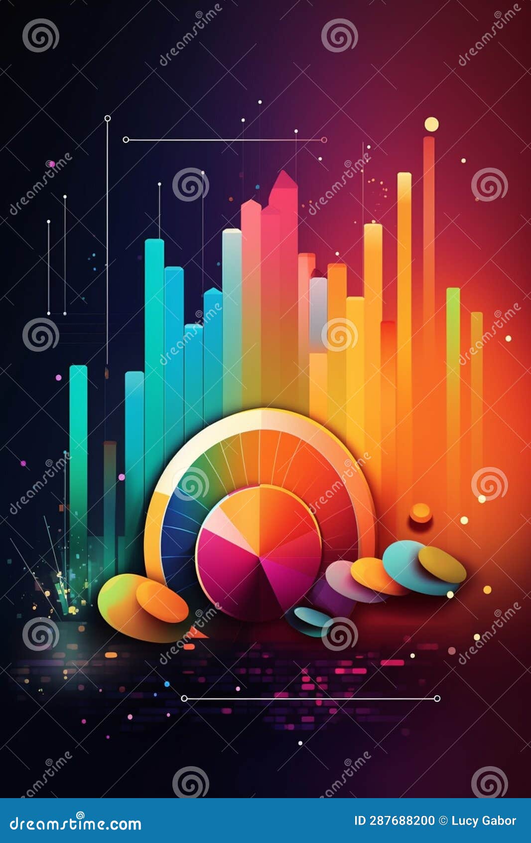 Data Visualization Charts Diagrams, Vibrantly Illustration with ...