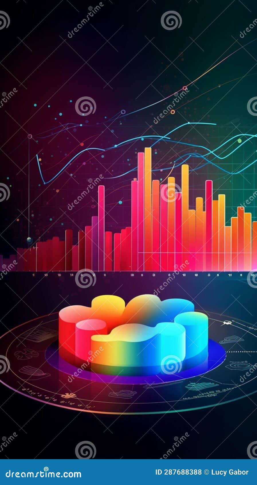 Data Visualization Charts Diagrams, Vibrantly Illustration with ...