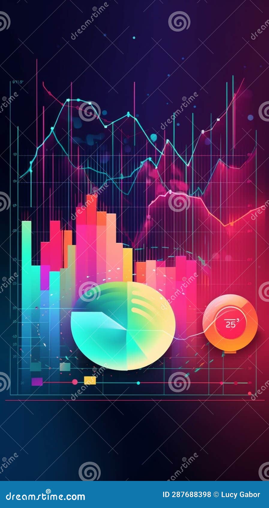 Data Visualization Charts Diagrams, Vibrantly Illustration with ...
