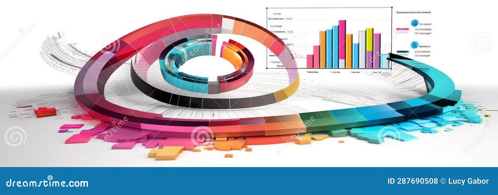 Data Visualization Charts Diagrams, Vibrantly Illustration with White ...