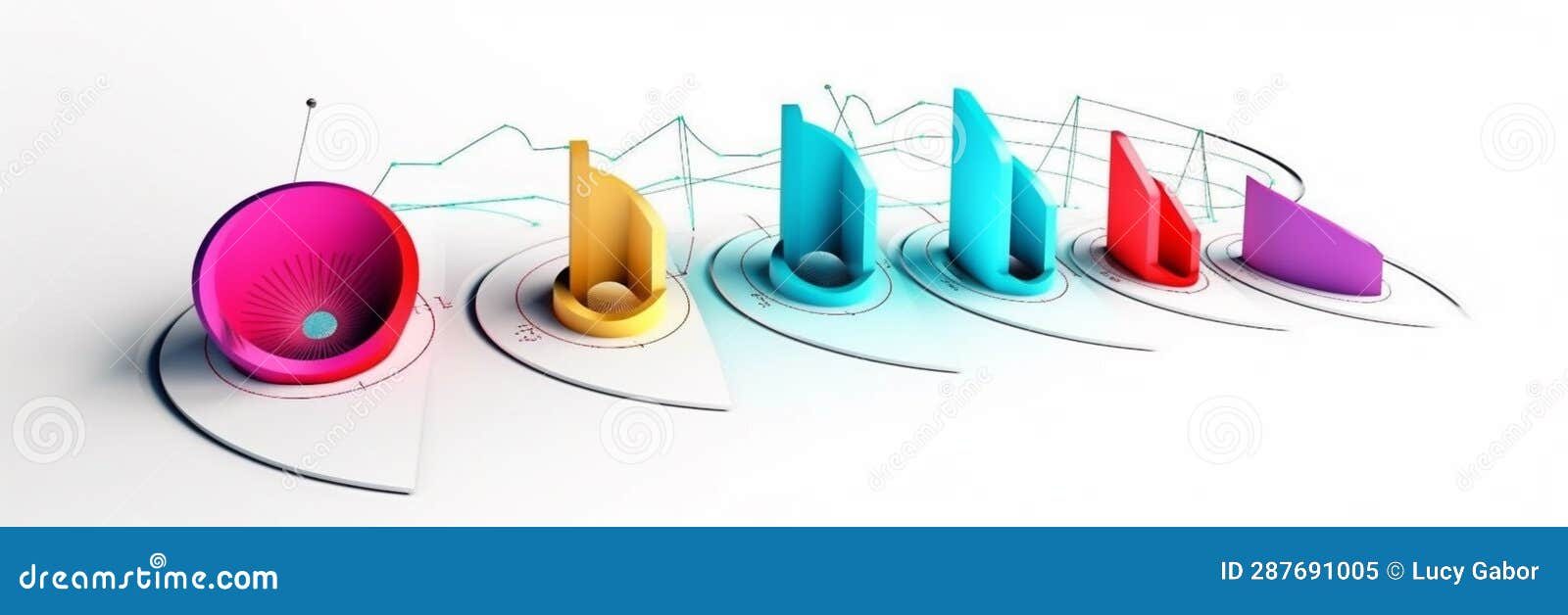 Data Visualization Charts Diagrams Vibrantly Illustration With White