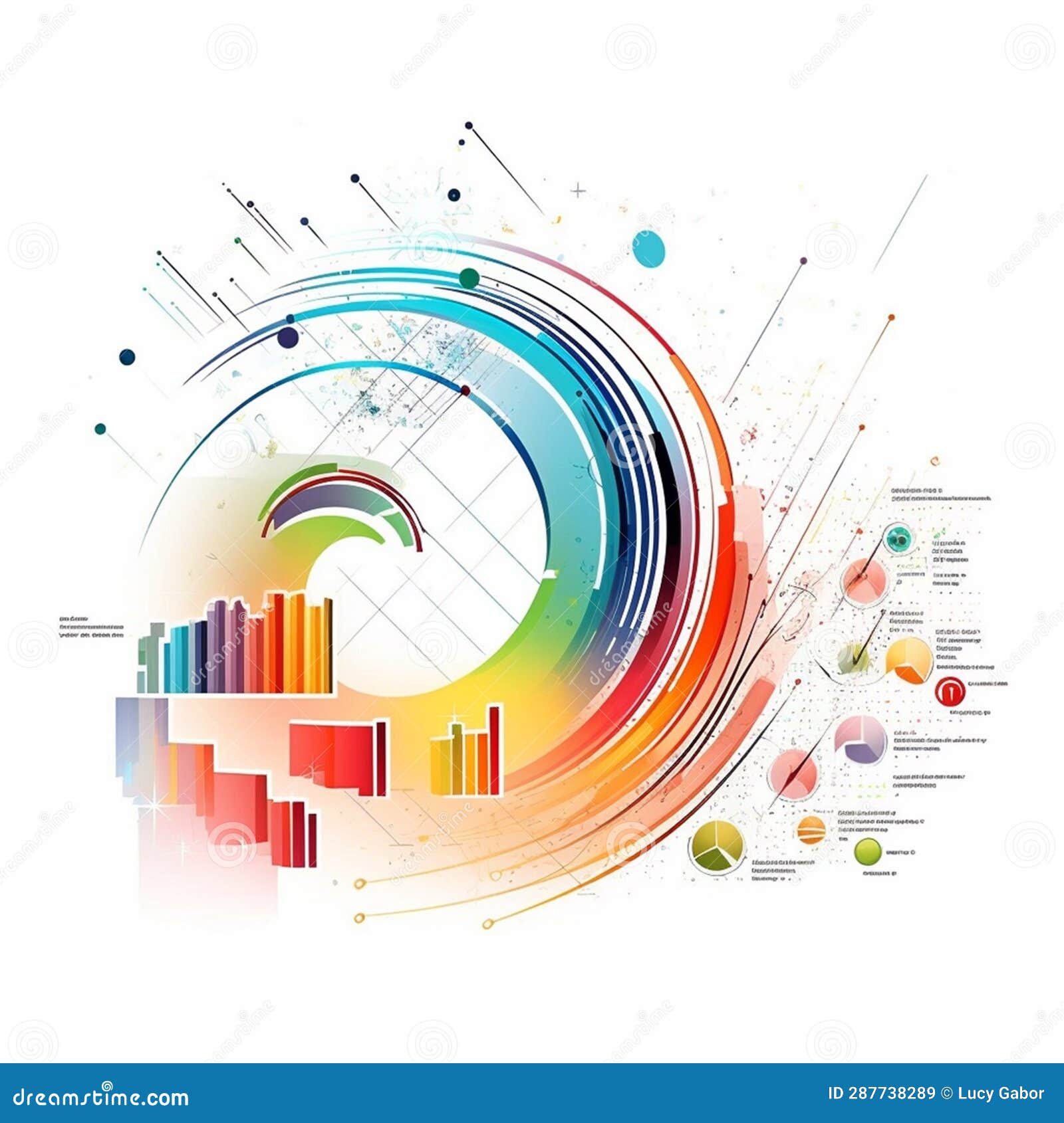 Data Visualization Charts Diagrams, Vibrantly Illustration with White Background Stock ...
