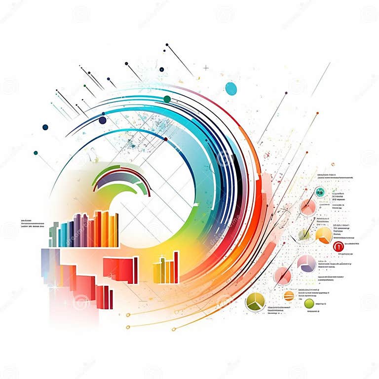 Data Visualization Charts Diagrams, Vibrantly Illustration with White ...