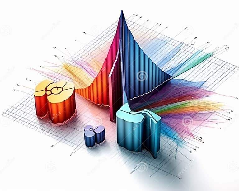 Data Visualization Charts Diagrams, Vibrantly Illustration with White ...