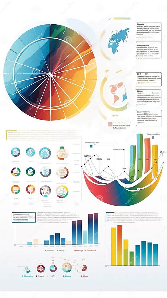 Data Visualization Charts Diagrams, Vibrantly Illustration with White ...