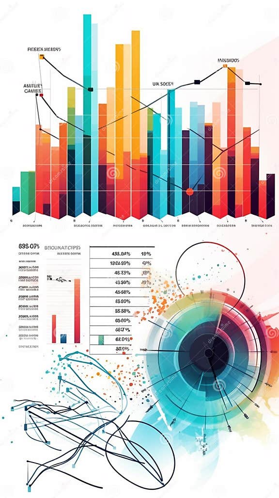 Data Visualization Charts Diagrams, Vibrantly Illustration with White ...
