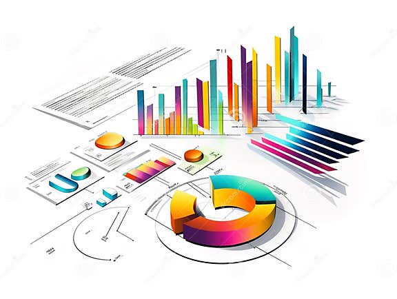 Data Visualization Charts Diagrams Vibrantly Illustration With White