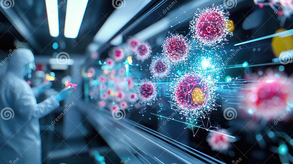 Data Visualization of Complex Algorithms in Laboratory Setting, Showcasing Science, Technology ...