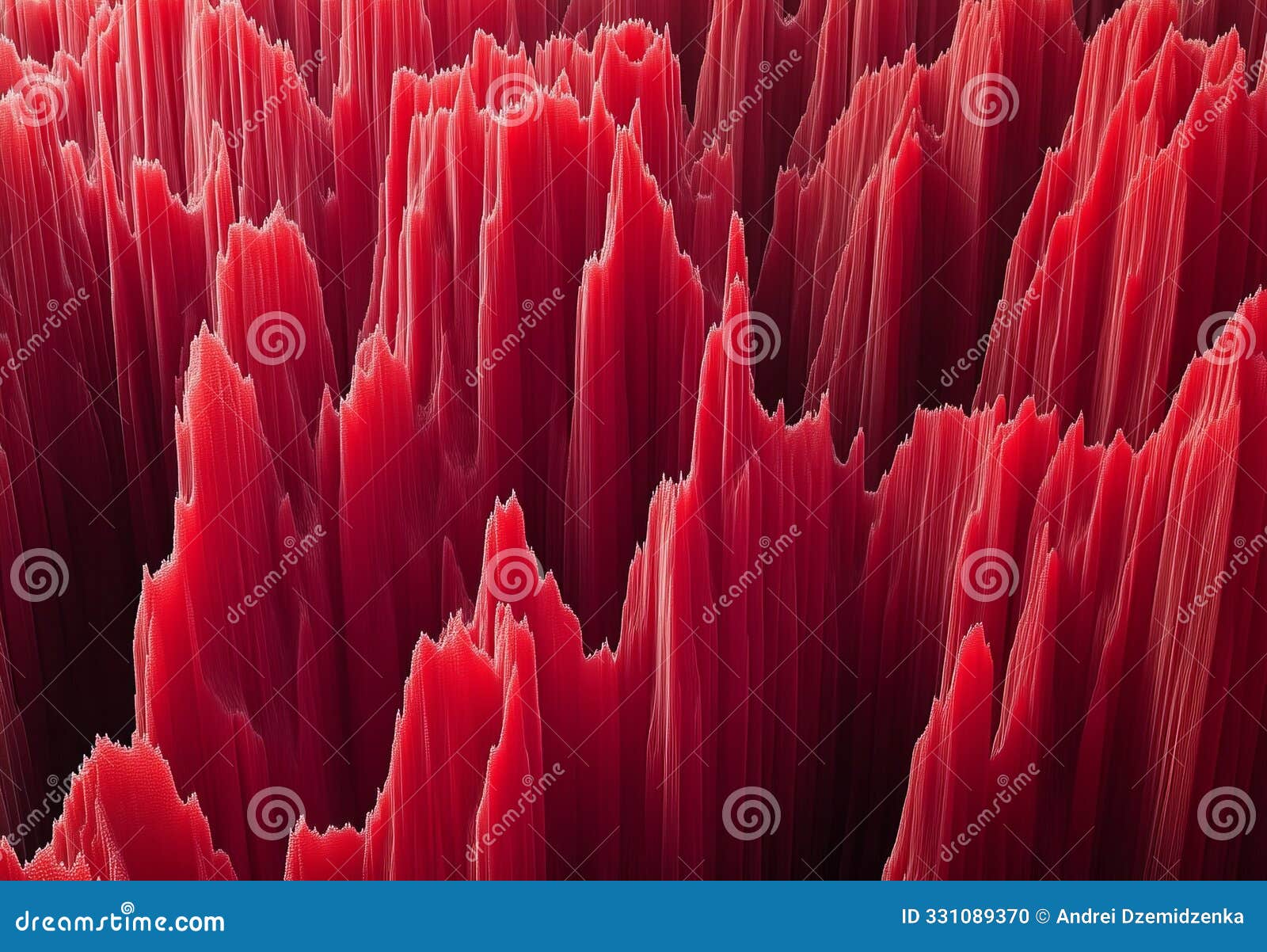 Data Visualization Concept in Red 3D Landscape. Stock Illustration ...