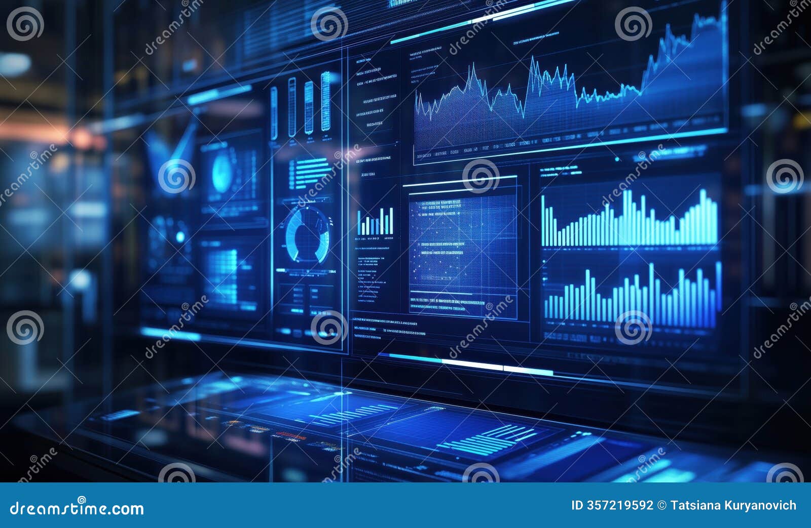 Data Visualization Dashboard Displaying Analytics Graphs And Metrics In A Futuristic Interface