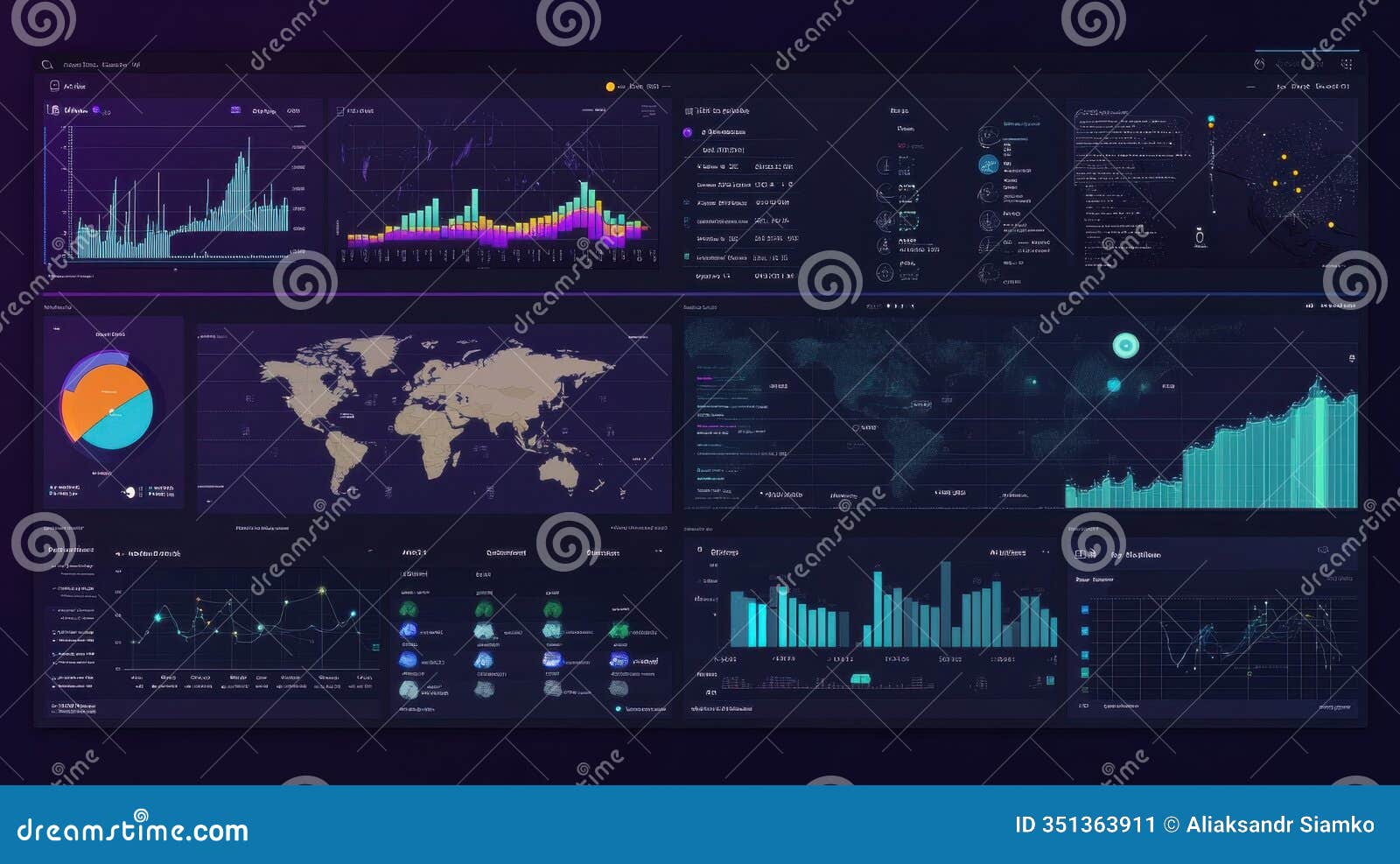 Data Visualization Dashboard Featuring Graphs and Global Statistics Stock Illustration ...